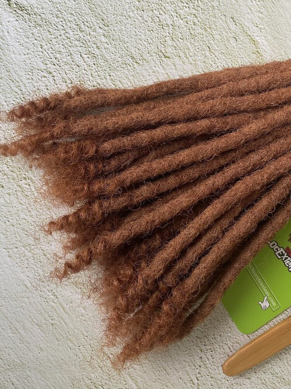 Color #30 Brown Human Hair Loc Extensions With Curly Ends - LocE-PL