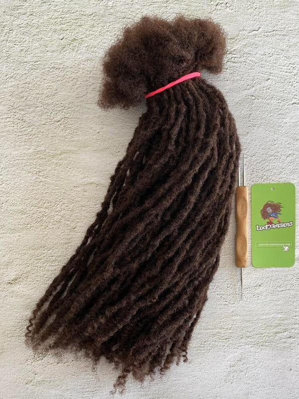 Curly Ends Textured Human Hair Loc Extensions – Dark & Medium Brown ...