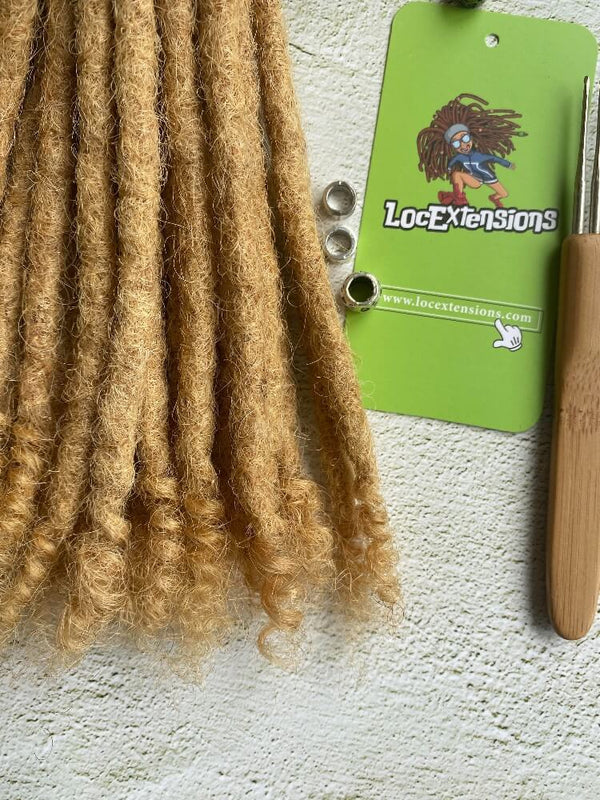 Honey Blonde Human Hair Loc Extensions With Curly Ends - LocE-PL