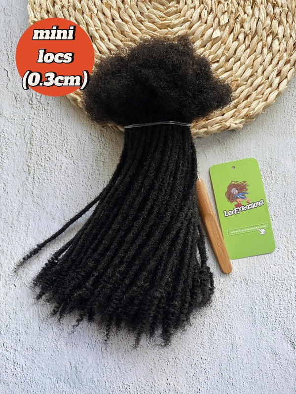 Microlocs with Curly Ends - 100% Human Hair Extensions, 0.3cm Size ...