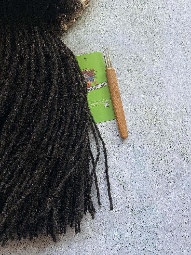 Handmade 100% Human Hair Natural Black Mirco Loc Extensions - LocE-PL