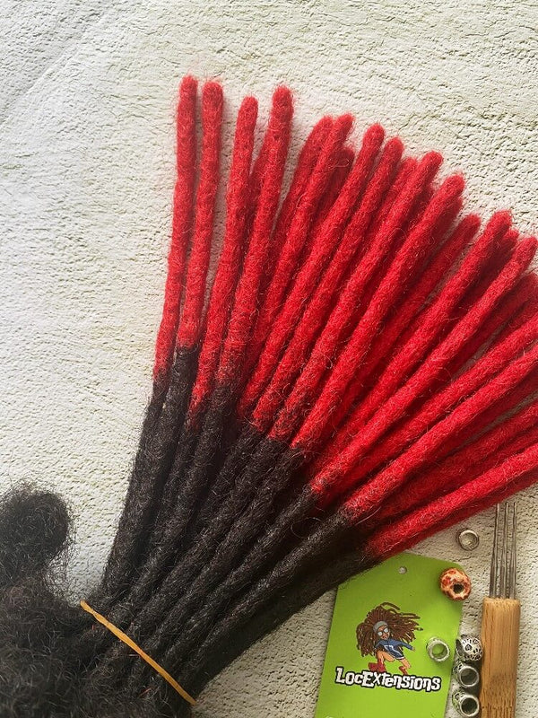 Shop Ombre Dreadlock Extensions Human Hair with Red Tips Locs - LocE-PL