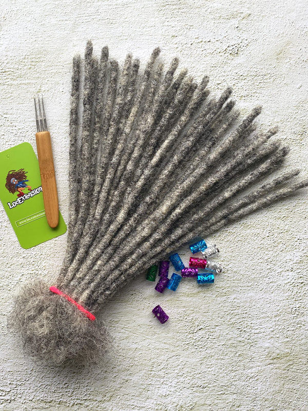 Get Salt and Pepper Human Hair Loc Extensions | Soft Bundles | 100% ...