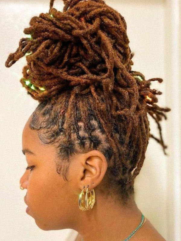 Stunning Anwi Textured Human Hair Loc Extensions in Caramel Brown Color ...